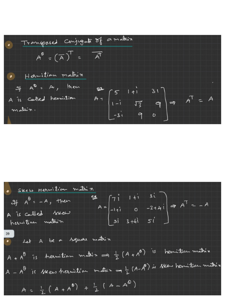 Matrices Short Notes | PDF