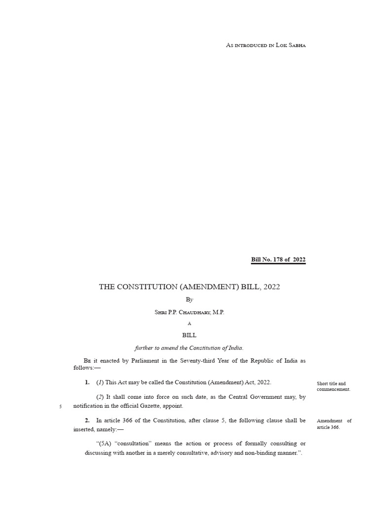Constitution Amendment Bill 2022 Summary | PDF | Supreme Court Of The ...