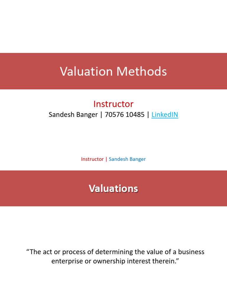 Valuation Methods | PDF | Valuation (Finance) | Business Valuation