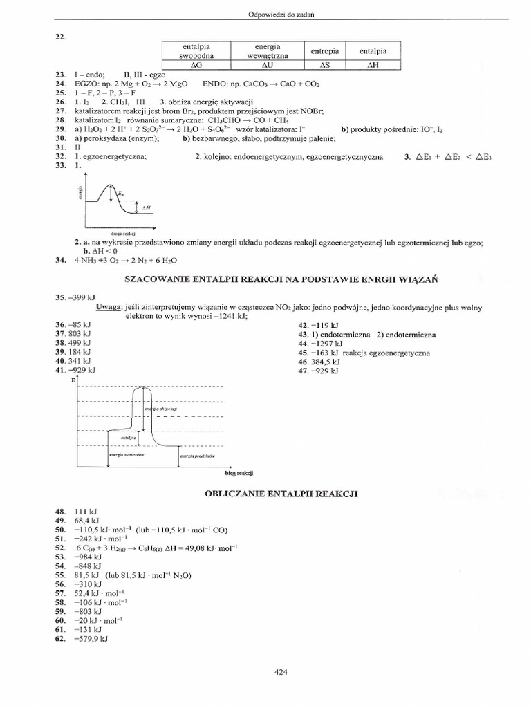 Entalpia Reakcji Na Podstawie Energii Wiązań - Witowski Chemia 2 2021 Odp | PDF