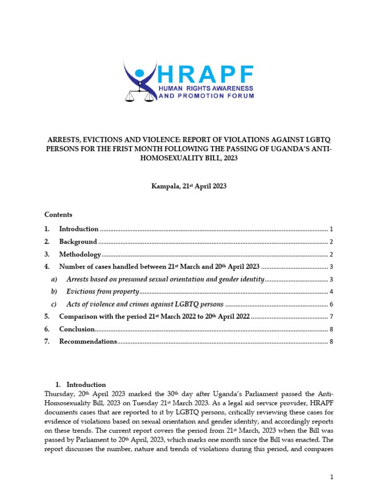 23 04 21 Final HRAPF Report of Violence and Violations A Month After ...