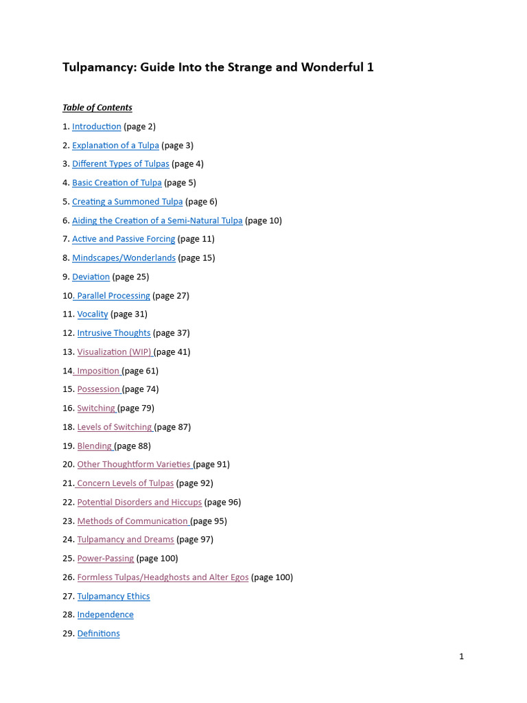 Tulpamancy Guide V1 | PDF | Meditation | Mind