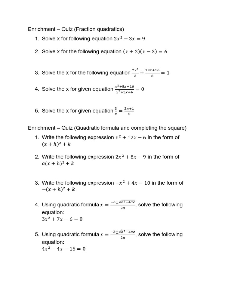 Quadratics | PDF