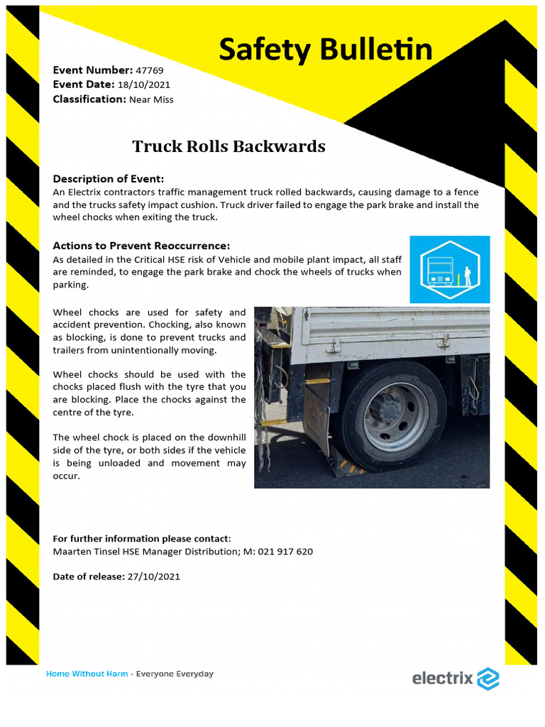 2021 10 Safety Bulletin Hand Brakes and Wheel Chocks | PDF | Technology ...