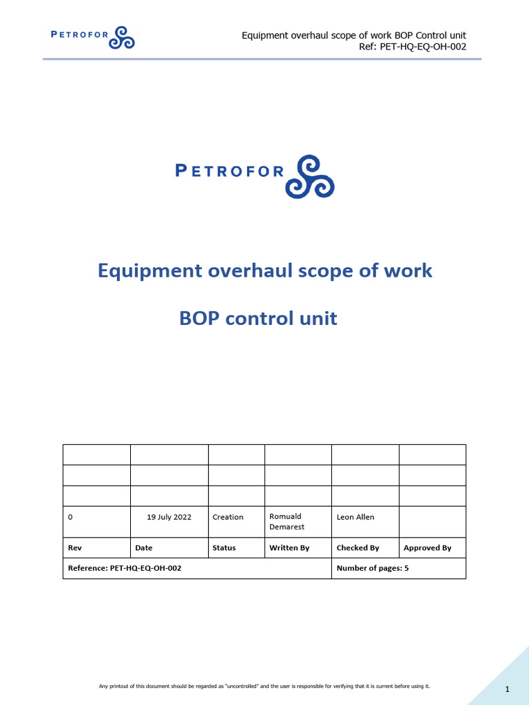 BOP control unit OH. REV0 | PDF | Pump | Pipe (Fluid Conveyance)