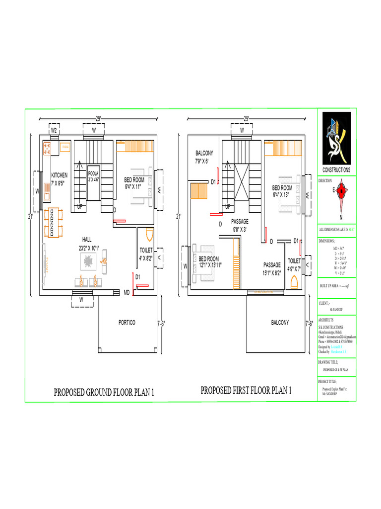 PLAN-1 Duplex 21X29 Sandeep-Model | PDF