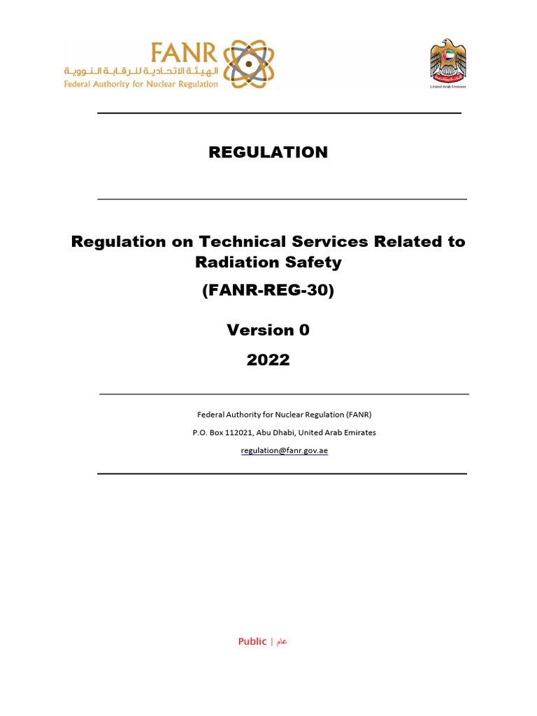 FANR Regulation on Radiation Safety Services | PDF | Dosimetry | License