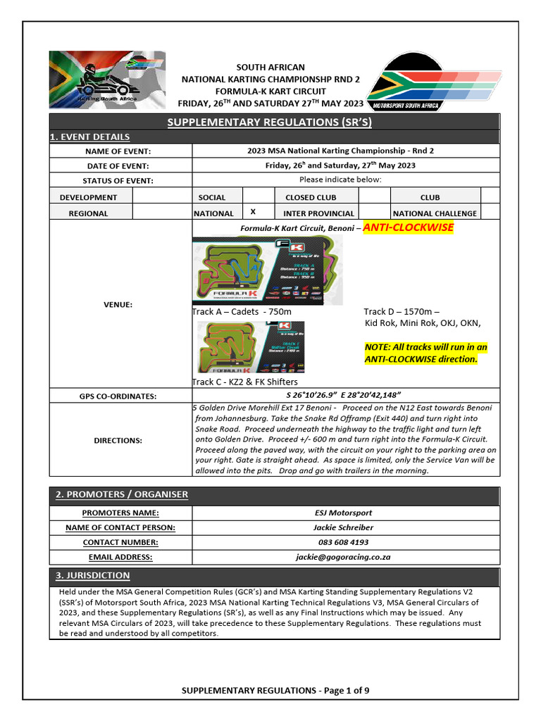 2023 SA National Karting Championship Rnd 2 | PDF | Motorsport