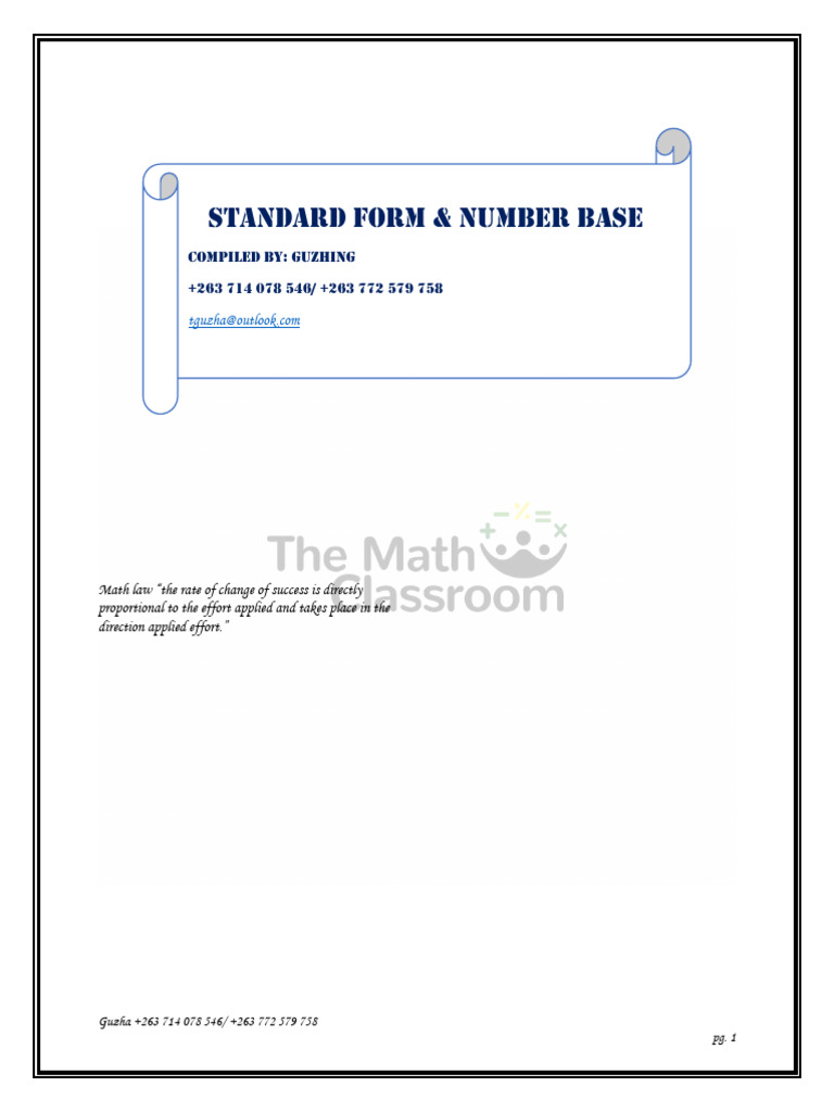 Standard Form and Number Bases Guide | PDF | Mathematics | Arithmetic