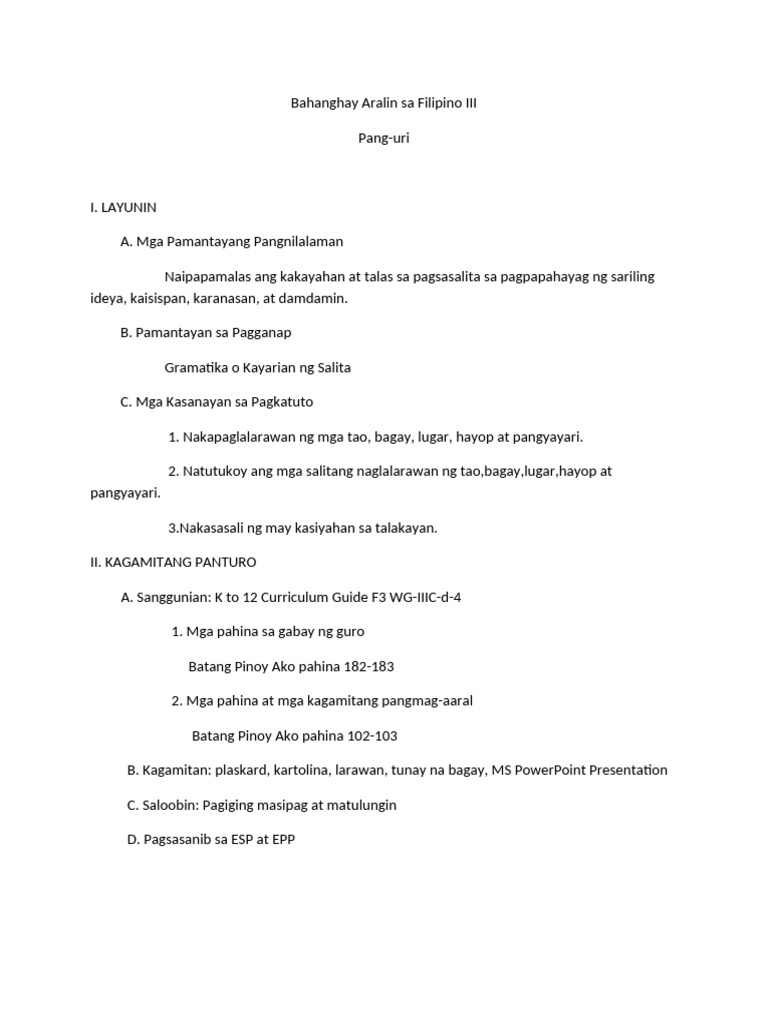 Final DLP Sa Filipino3 | PDF