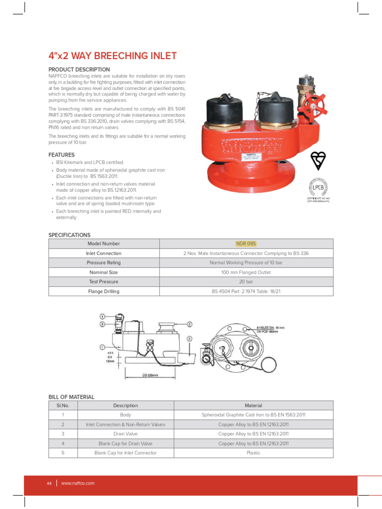 2 Way Fire Department Connection - Naffco - Datasheet | PDF