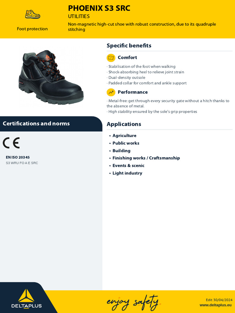 Phoenix S3 SRC Foot Protection Features | PDF | Shoe | Consumer Goods