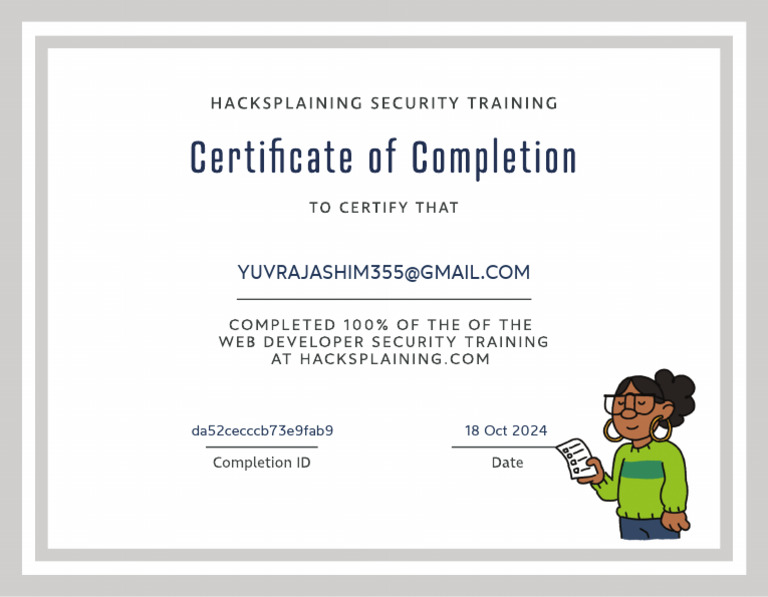 Hacksplaining Completion Certificate | PDF
