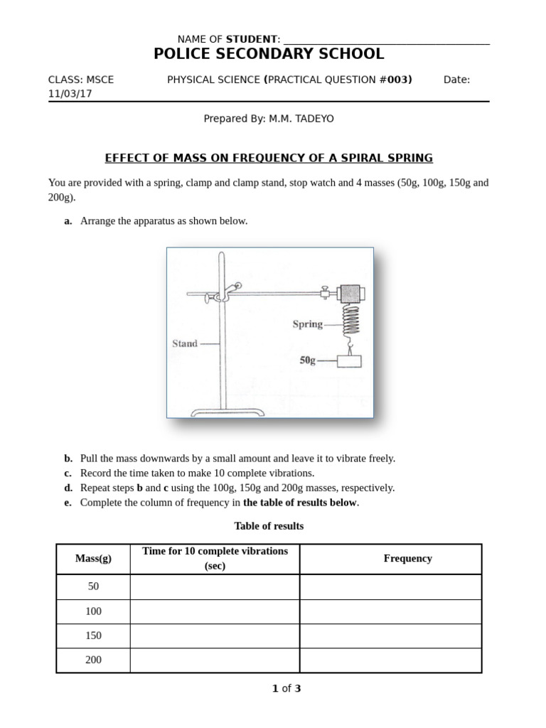 Practical3 - Spiral Spring (A) | PDF | Teaching Methods & Materials