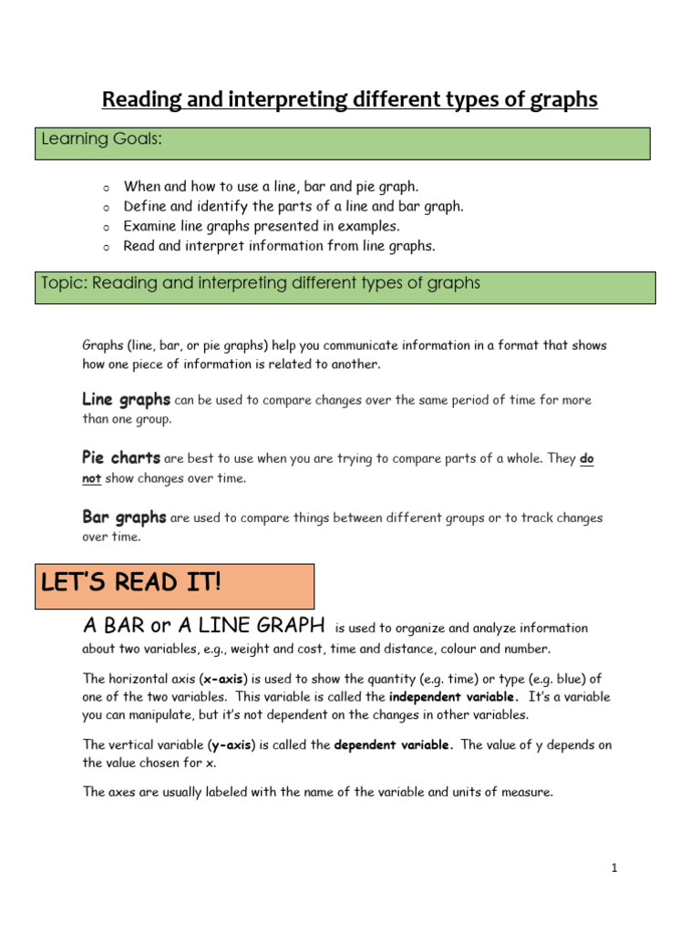 Reading and Interpreting Graphs | PDF | Cartesian Coordinate System ...