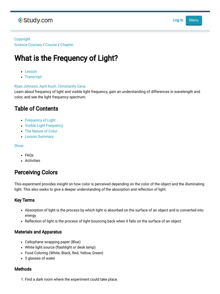 Frequency of Light - Overview & Color Spectrum - Video & Lesson ...