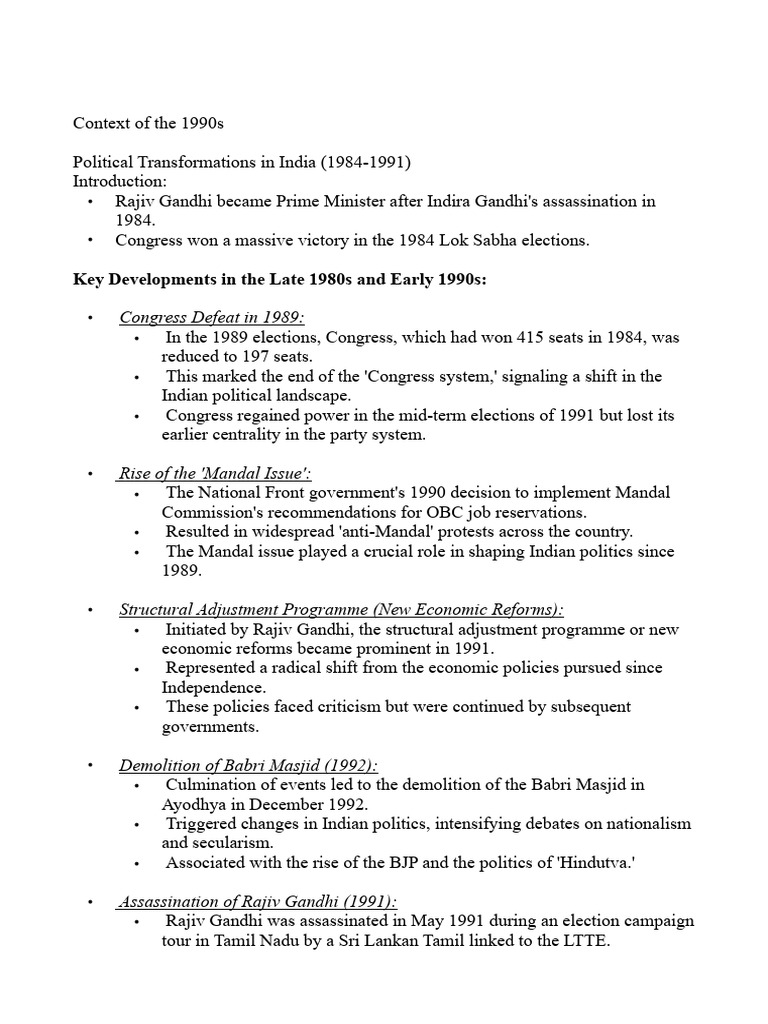 Recent Developments in Indian Politics | PDF | Politics Of India ...