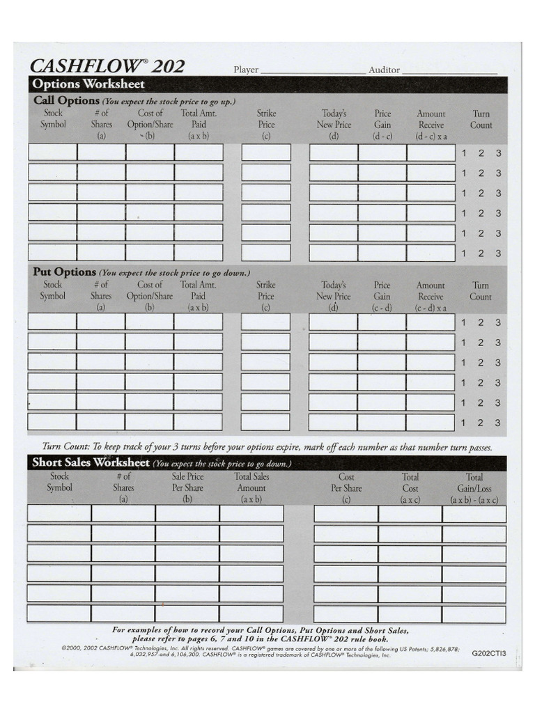 Cashflow202-Options-Worksheet EDIT | PDF
