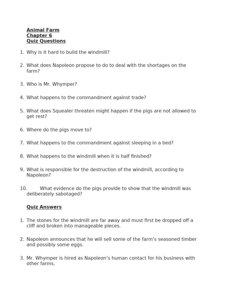 Animal Farm Chap 6 QA | PDF