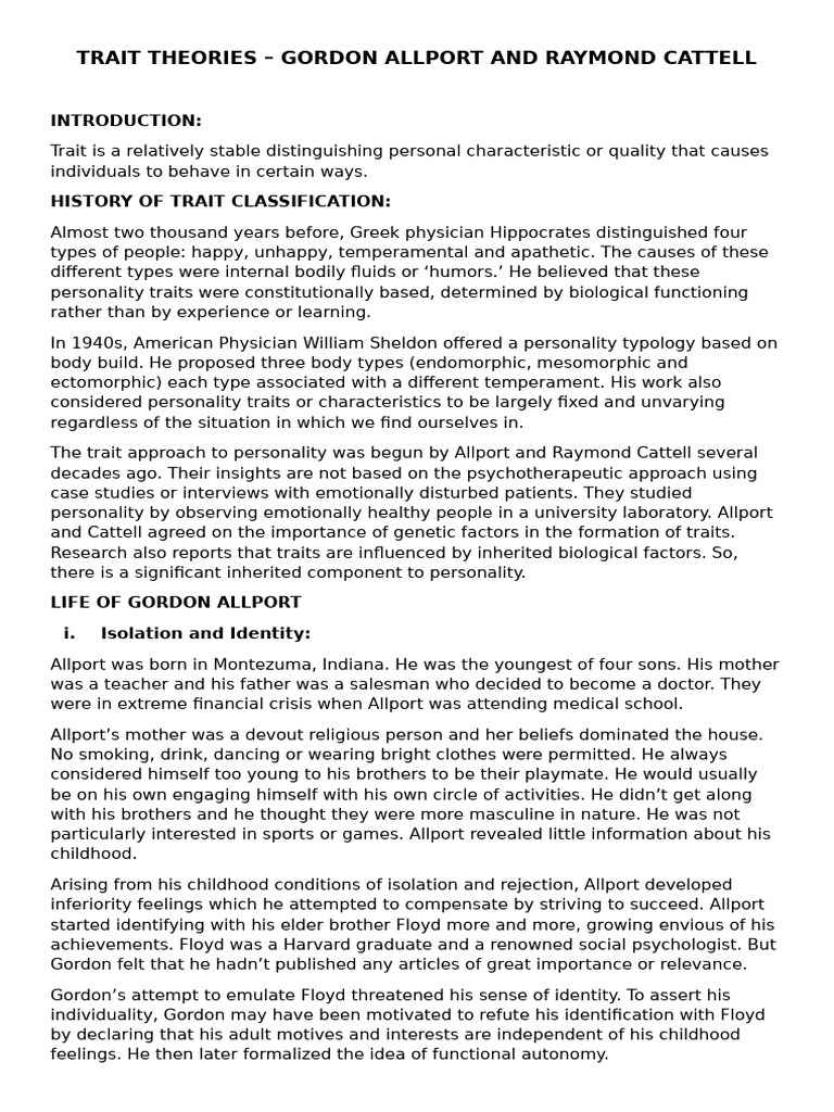 Allport's Functional Autonomy Explained | PDF | Motivation | Motivational