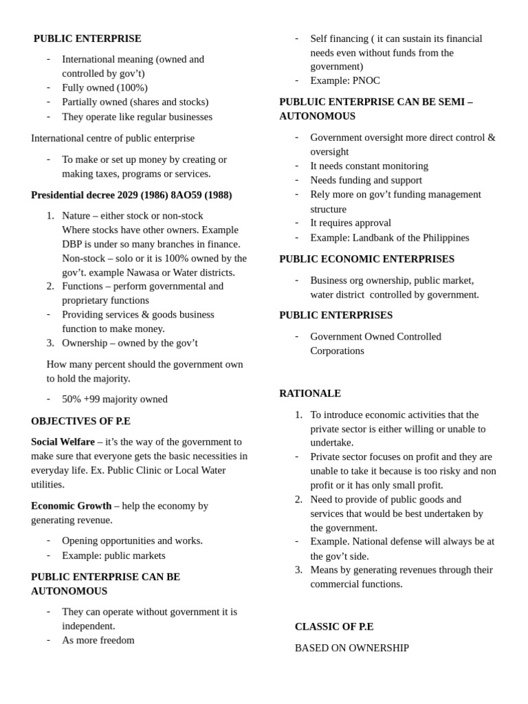 PAE2 P.enterprise Midterm D.E | PDF | Public–Private Partnership ...