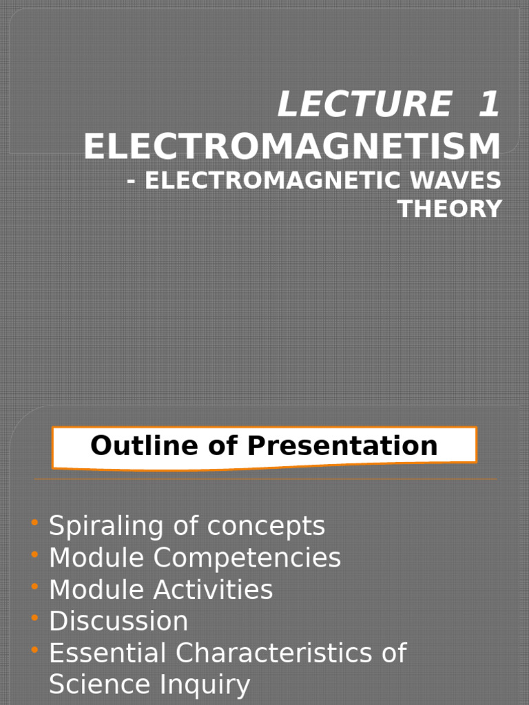 Lecture 1 Electromagnetic Wave Theory | PDF | Electromagnetism | Electromagnetic Radiation