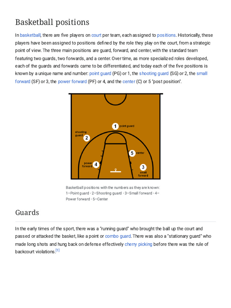 Basketball Positions - Wikipedia | PDF | Basketball Positions ...
