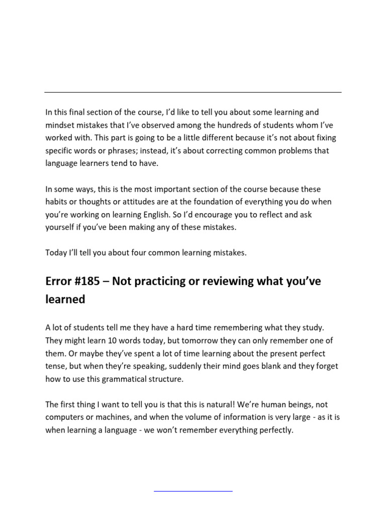 Lesson 39 - Common Mistakes in Learning Methods (Part 1) | PDF ...