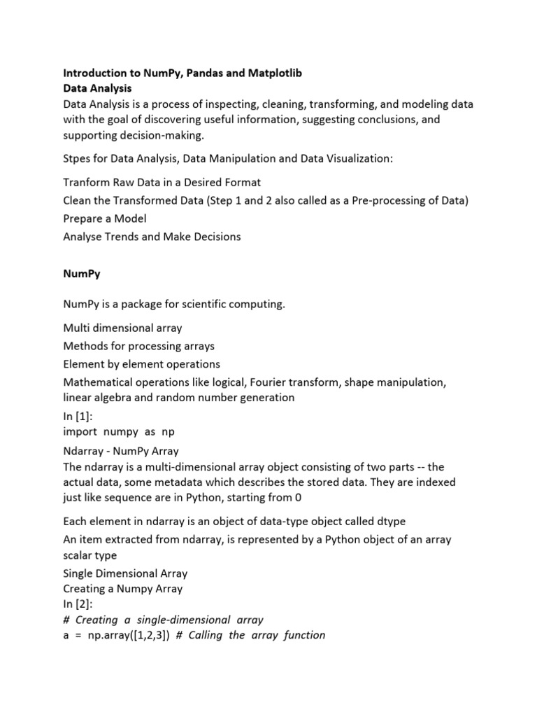 Data Analysis and Visualization Using Python Libraries and Streamlit - RTF Pre Read Materials ...