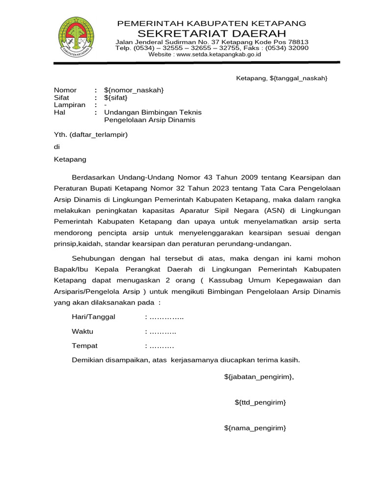 SURAT DINAS - Undangan Bimtek | PDF