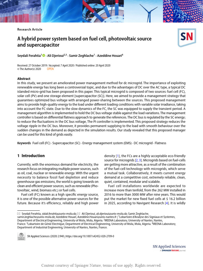 A Hybrid Power System Based On Fuel Cell Photovolt | PDF ...