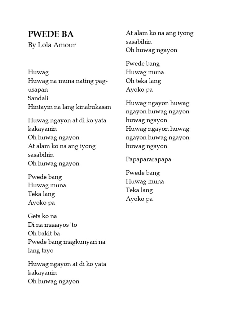 PWEDE BA (Lola Amour) | PDF