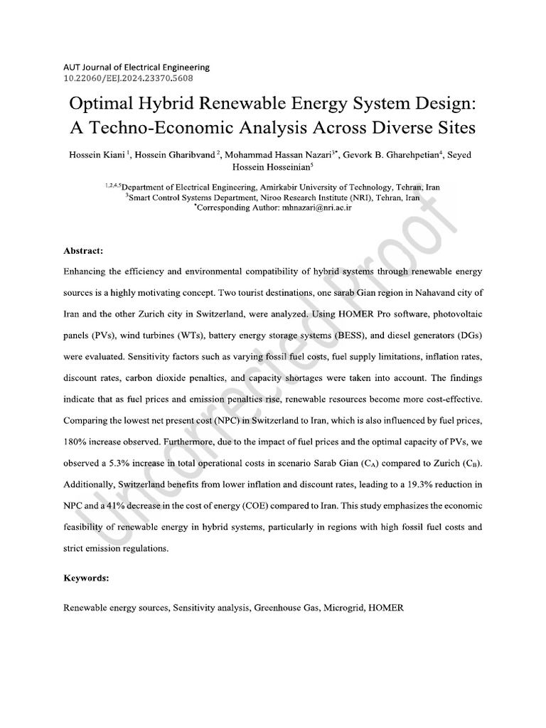Optimal Hybrid Renewable Energy System Design | PDF