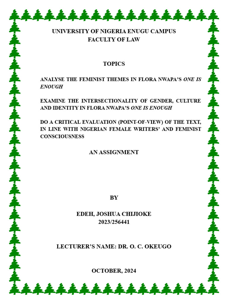 Edeh, Joshua Chijioke Els Assignment - 113022 | PDF | Gender Studies | Feminism