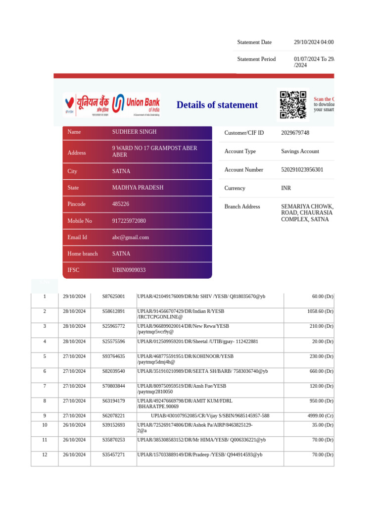 Statement - XXXX XXXX 6301 - 29oct2024 - 16 - 00 | PDF | Input/Output | Encodings