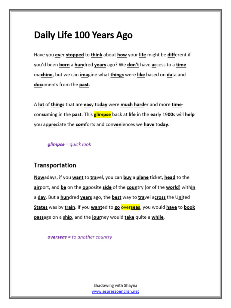 26 - What Was Daily Life Like in American 100 Years Ago | PDF | Travel