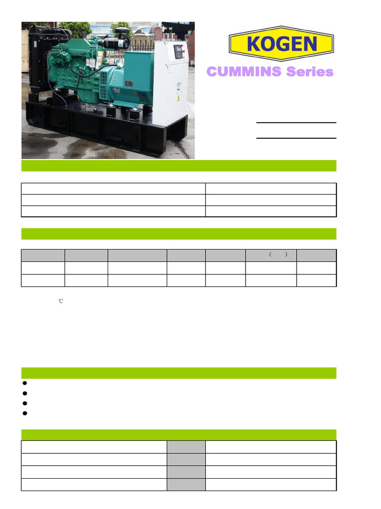 110 KVA CUMMINS Generator Spec. | PDF | Engines | Machines