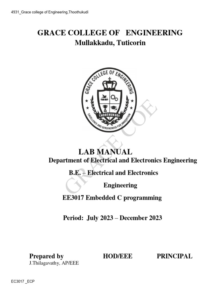 V EEE EE3017 Lab Mnual | PDF | Analog To Digital Converter | Microcontroller