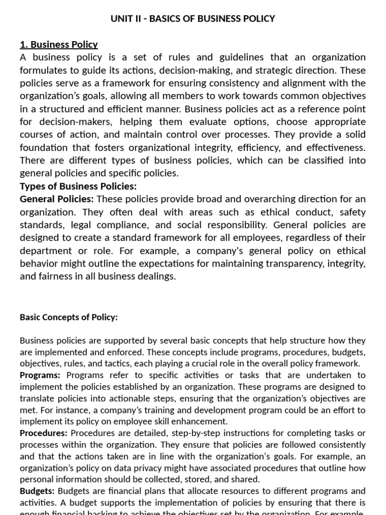 SM Unit-2 (1) | PDF | Policy | Goal