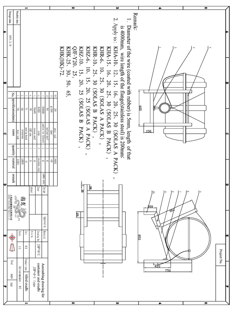 Cradle For Liferaft Drop Type (Drawing) | PDF