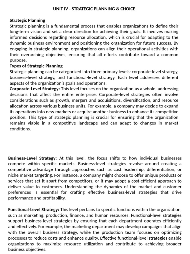 SM Unit-4 (3) | PDF | Strategic Management | Goal