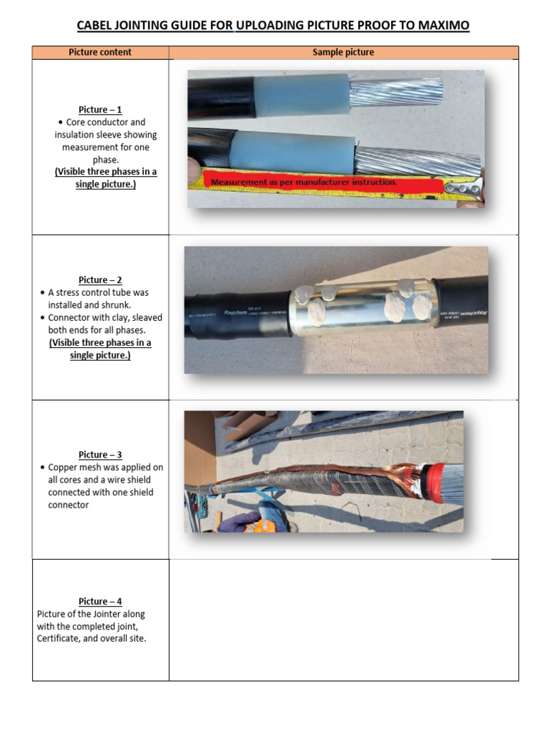 Cable Jointing Picture Guide - MAXIMO Uplode | PDF