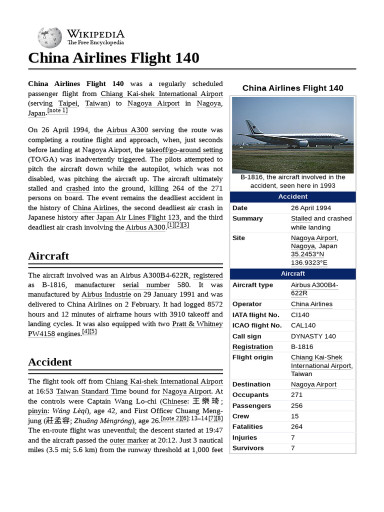China Airlines Flight 140 | PDF | Aviation | Aircraft