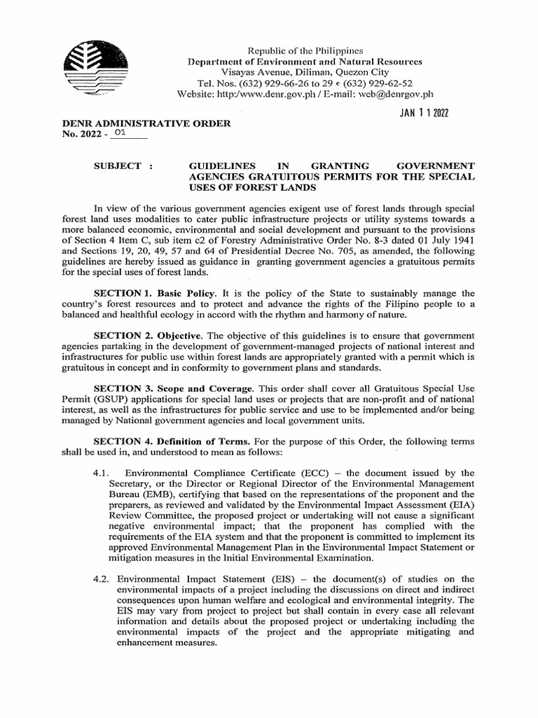 DENR Administrative Order No. 01-2022 | PDF | Environmental Impact ...