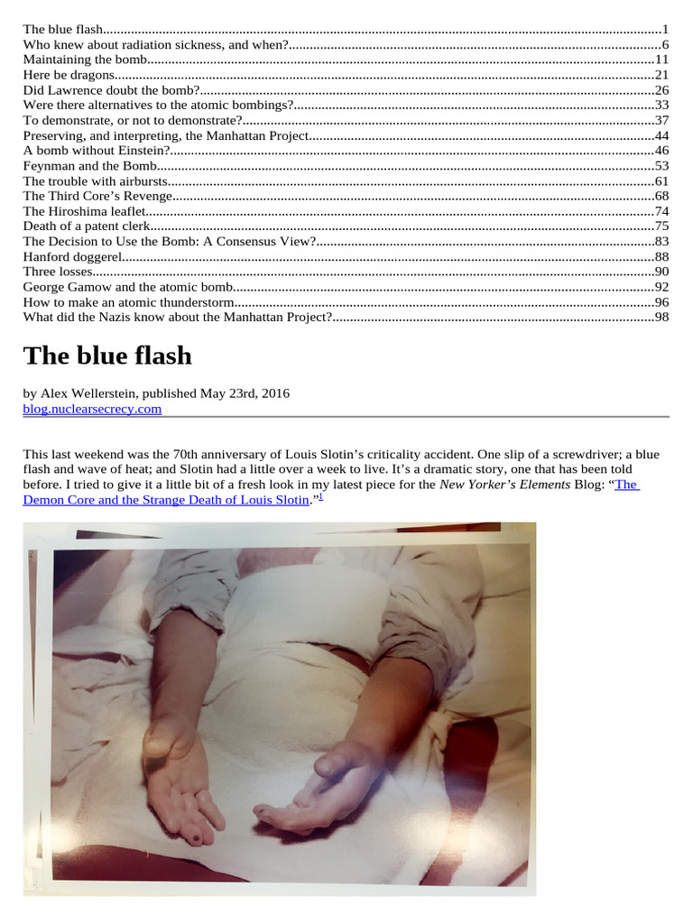 The Blue Flash: Louis Slotin's Accident | PDF | Nuclear Reactor ...
