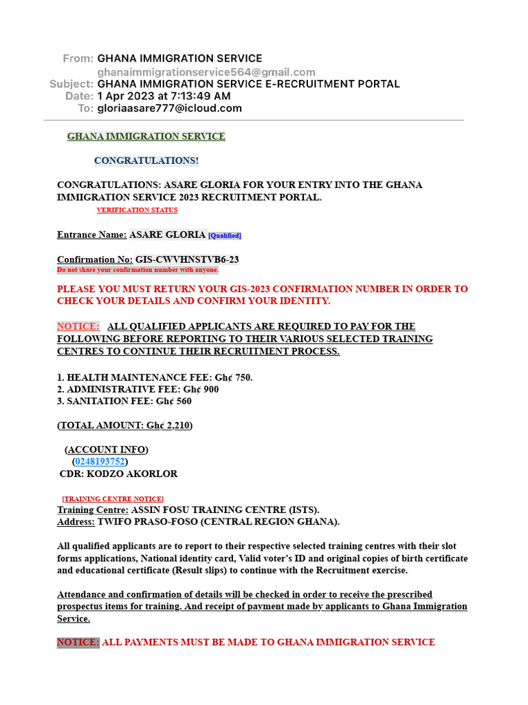 Ghana Immigration Service 2023 Recruitment | PDF