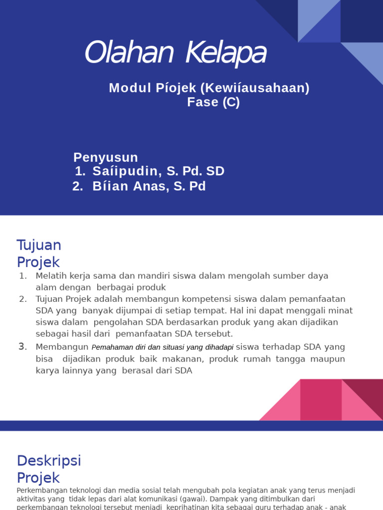 Modul Projek Kewirausahaan - Olahan Kelapa Fase C - Fase C | PDF