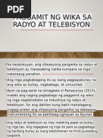 Paggamit NG Wika Sa Radyo at Telebisyon | PDF