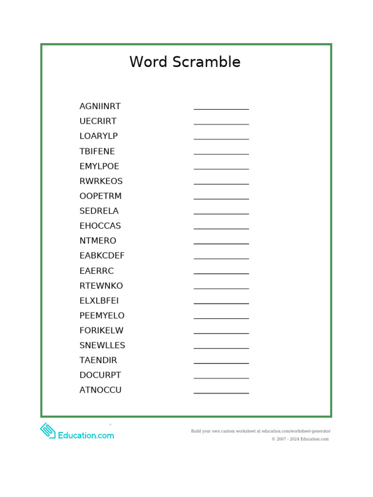 Word Scramble | PDF