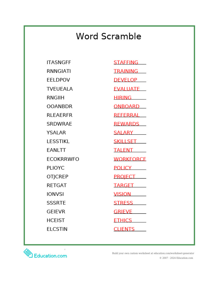 Worksheet Answerkey | PDF
